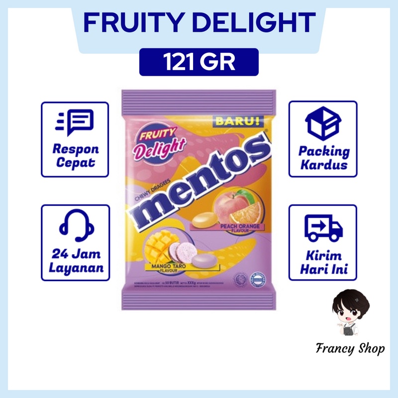 Jual Permen Mentos Fruity Delight Mint Aneka Rasa Buah 121gr | Shopee ...