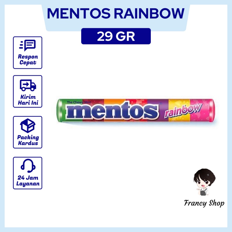 Jual Permen Mentos Roll Rainbow Aneka Rasa Buah 29 gr | Shopee Indonesia