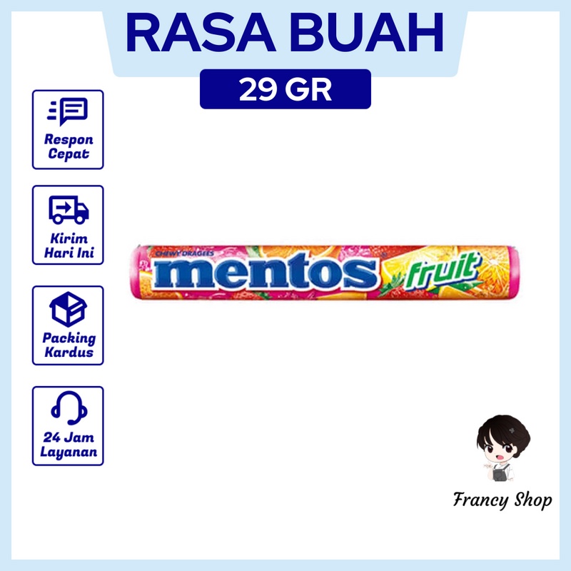 Jual Permen Mentos Fruit Roll Aneka Rasa Buah 29 gr | Shopee Indonesia