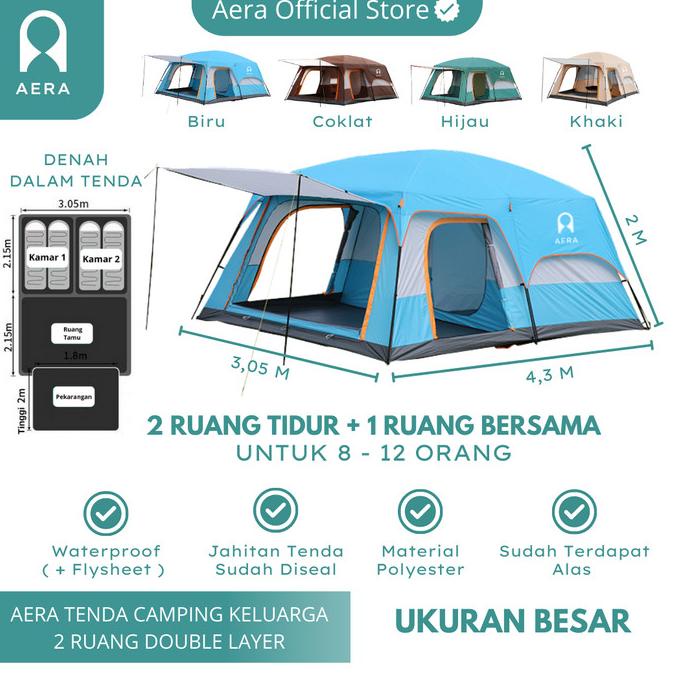 Jual Tenda Camping Keluarga Besar 2 Ruang | Tenda Kemping Untuk 8-12 ...