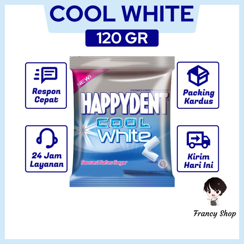 Jual Permen Karet Happydent Cool White Rasa Mint 120 gr | Shopee Indonesia