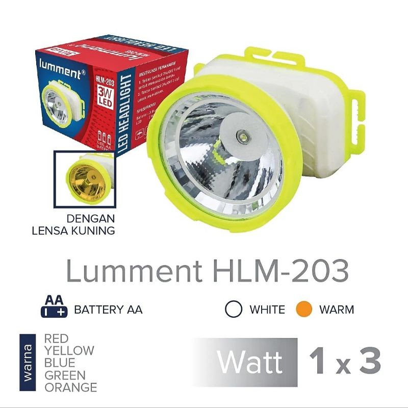 Jual HLM 203 Senter Kepala LED 3 Watt Head Light Baterai AA Head Lamp ...