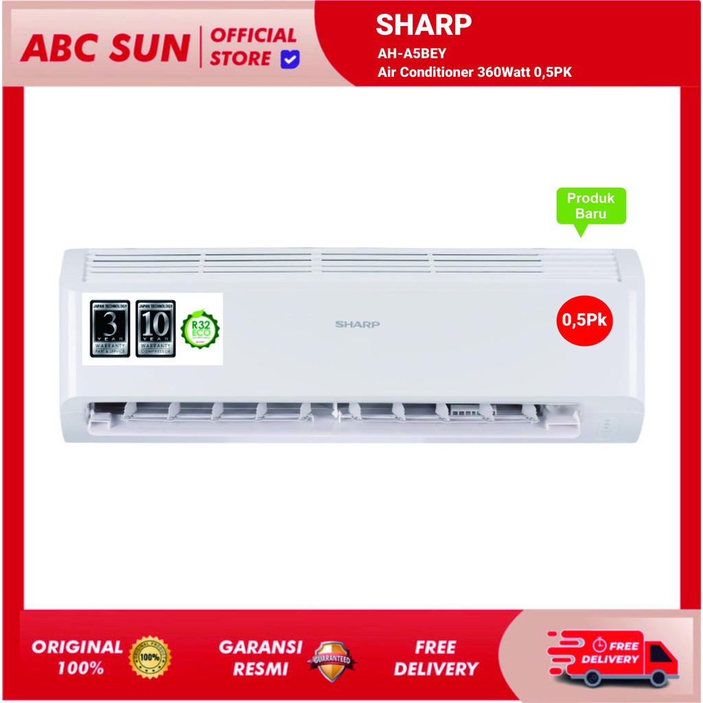Jual SHARP AHA5BEY Air Conditioner 360Watt 0,5 Pk Garuda Wing Air Flow | Shopee Indonesia