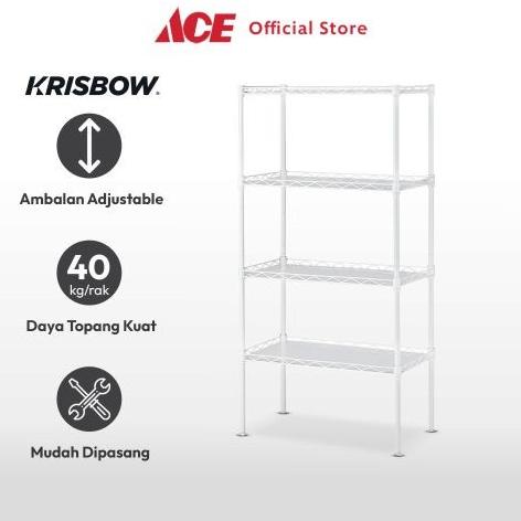 Jual ACE - Krisbow Rak Besi 4 Tingkat - Putih | Shopee Indonesia