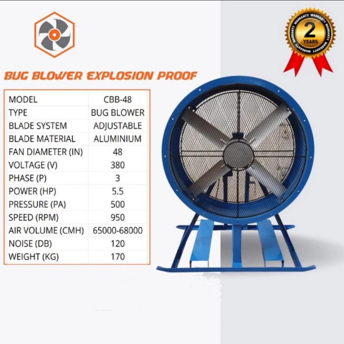 Jual Bug Blower Explosion Proof 48 Inch 5.5Hp 3Phase 950Rpm | Shopee ...