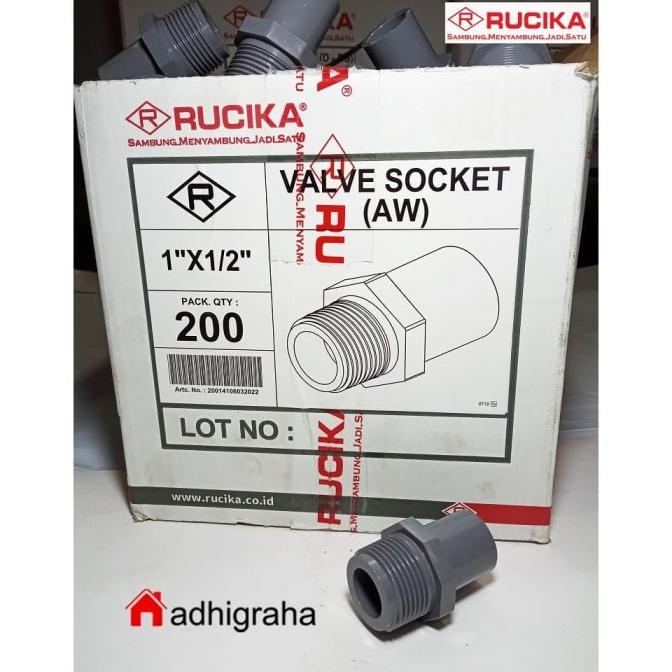 Jual valve sock TS AW 1" x 1/2" RUCIKA sock drat luar | Shopee Indonesia