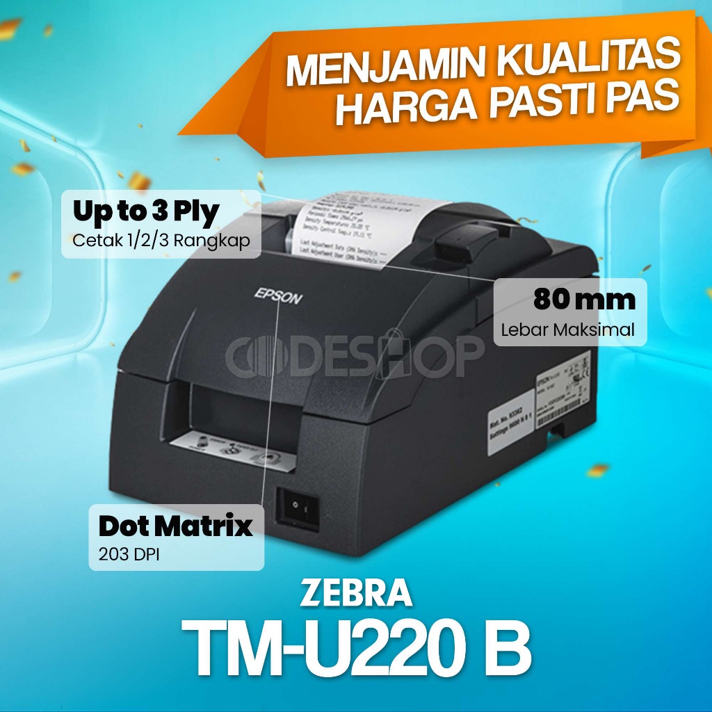 Jual Printer Kasir Kertas Rangkap Epson TM-U220 B Epson Auto Cutter TMU ...