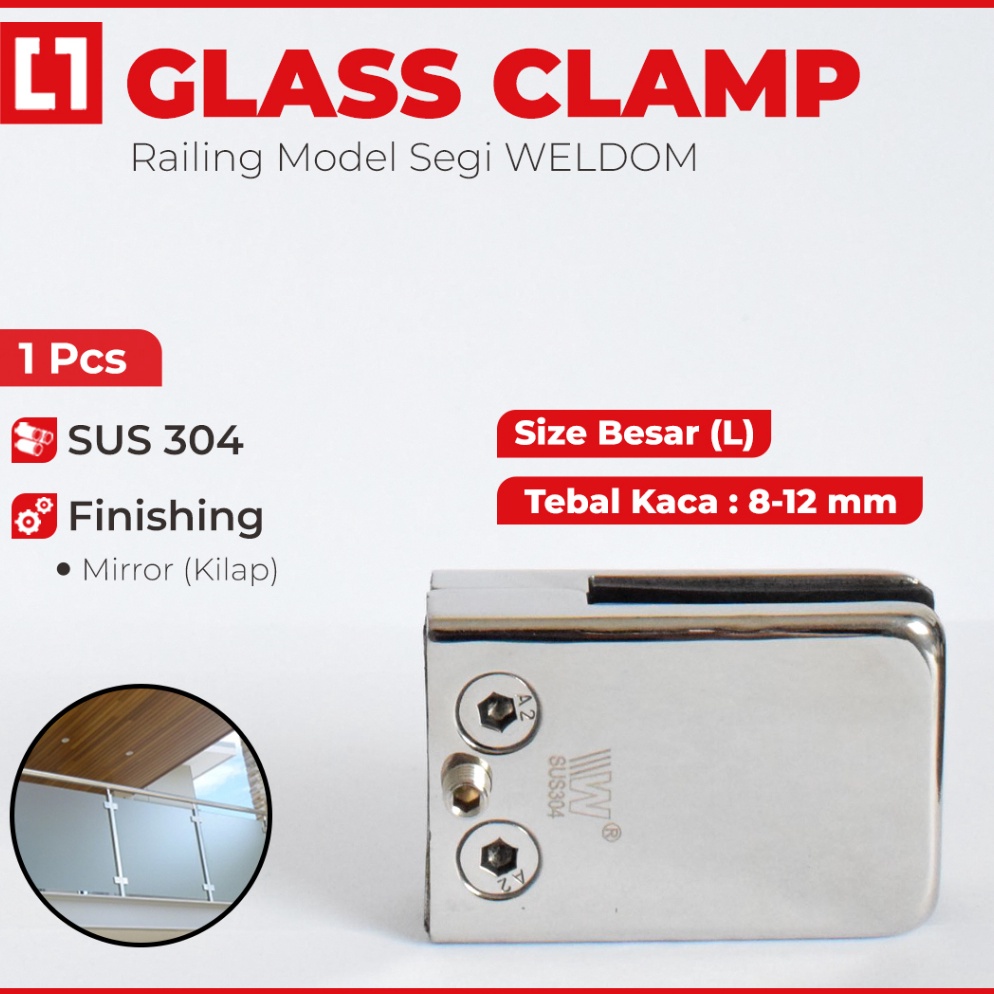 Jual Ready Glass Clip Klem Balkon Railing Tiang Penjepit Kaca Stainless ...
