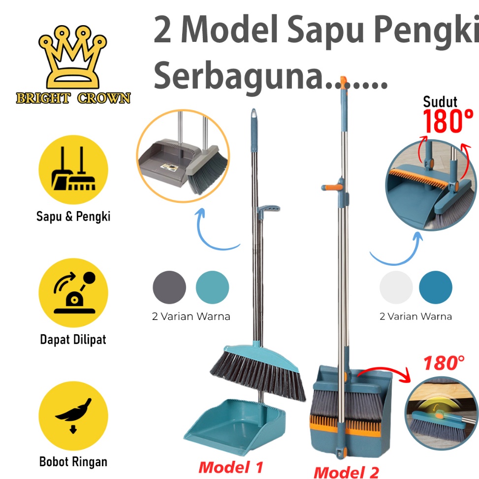 Jual Hot Sale.. Bright Crown Sapu Set Pengki Lipat Sapu dan Sekop ...