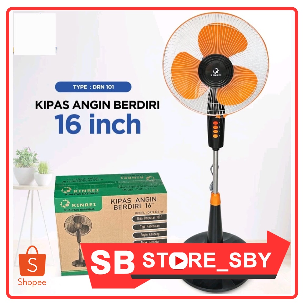 Jual KIPAS ANGIN BERDIRI RINREI KIPAS STAND FAN DRN 101 - 16 INCH ...