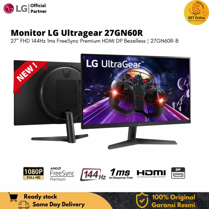 Jual LG 27GN60R Monitor 27 Inch IPS FHD 144Hz HDMI DP FreeSync Premium ...