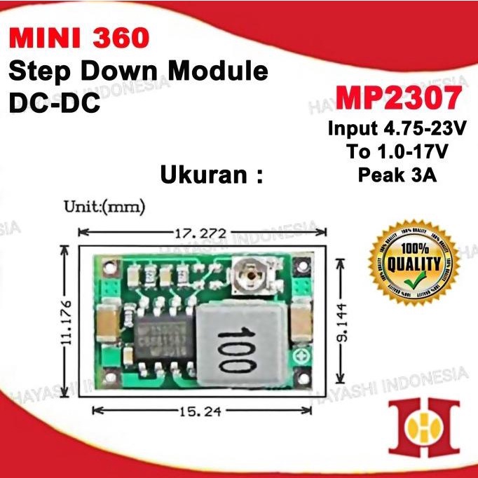 Jual Mini 360 DC DC Step Down Buck Converter Modul Power DC MP2307 ...