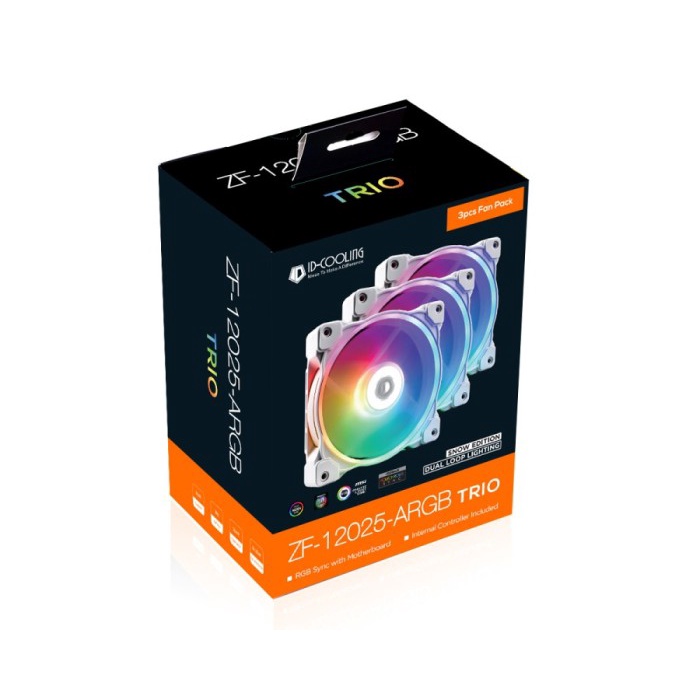 Jual ID-COOLING ZF-12025 ARGB TRIO SNOW 120mm Addressable LED Sync PWM Fan | Shopee Indonesia