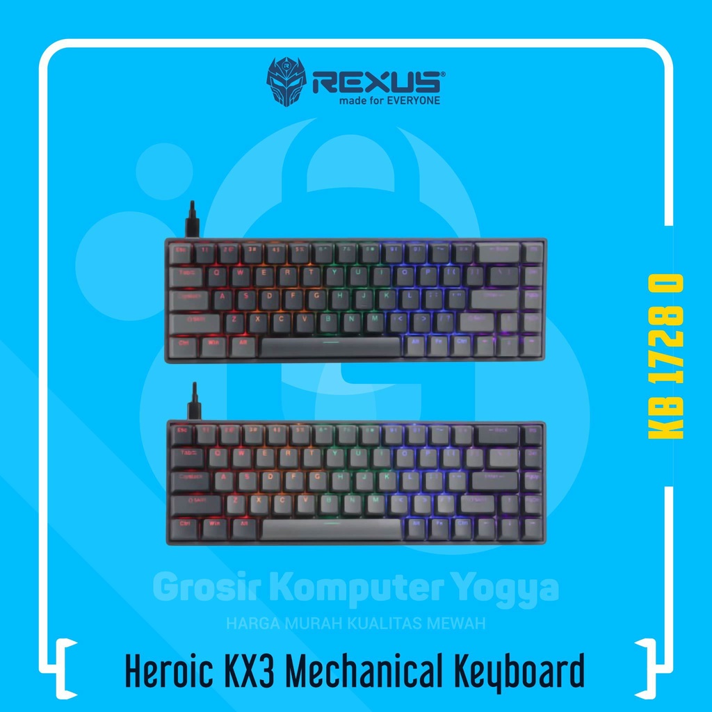 Jual Rexus Heroic KX3 68 Keys 17 LED Mode Effect Mechanical Gaming Keyboard | Shopee Indonesia
