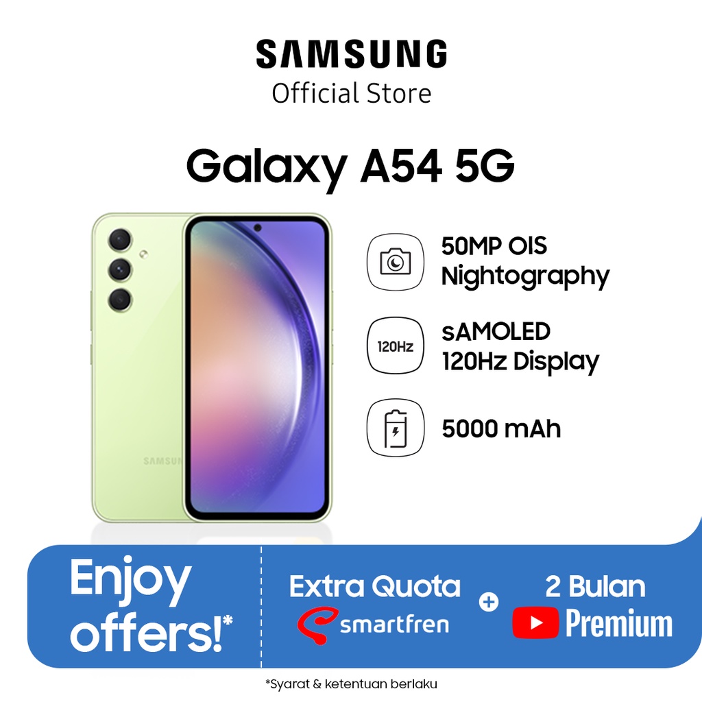 Jual Samsung Galaxy A54 5G 8/128GB - Awesome Lime | Shopee Indonesia
