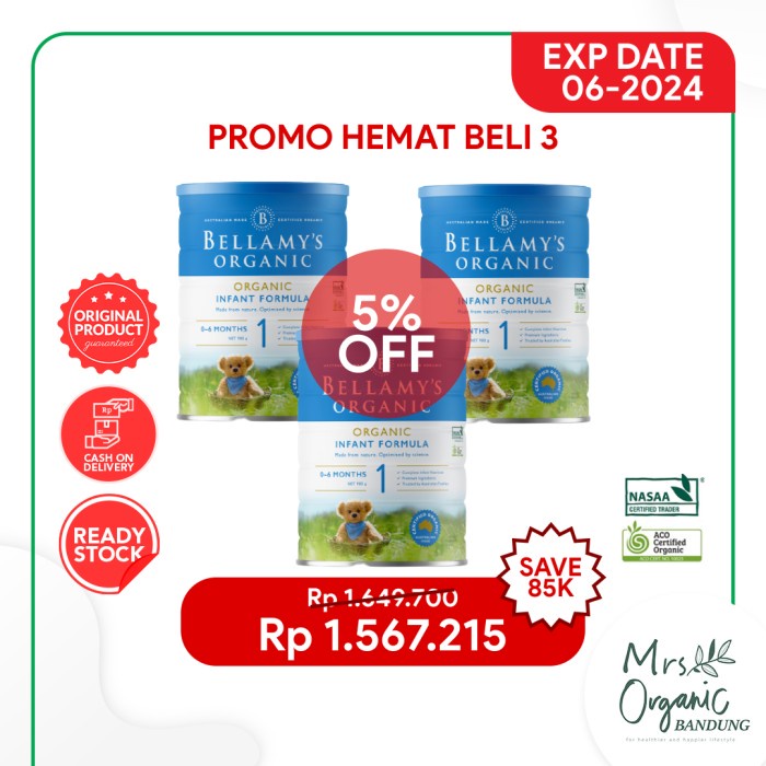 Jual Product- Susu Formula Bayi Bellamy'S Organic Step 1 0-6Months ( 3 ...