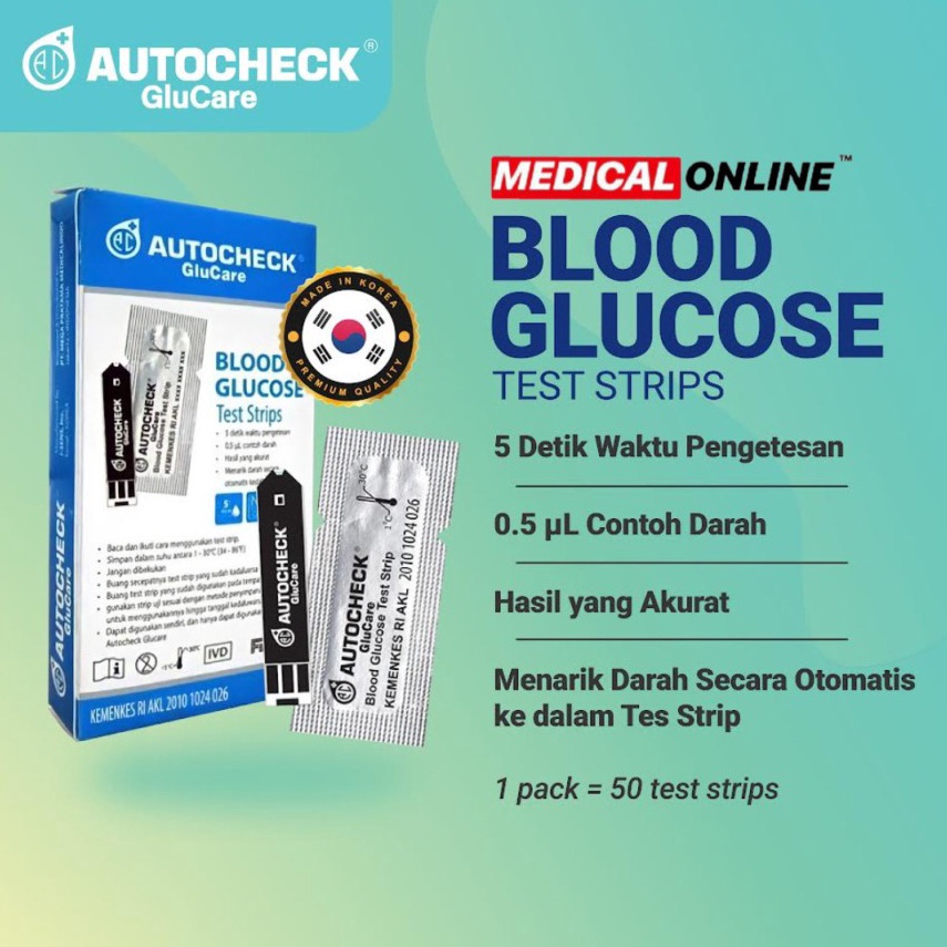 Jual Ready.. STRIP AUTOCHECK GLUCARE GLUCOSE TEST STRIPS CEK GULA DARAH ...