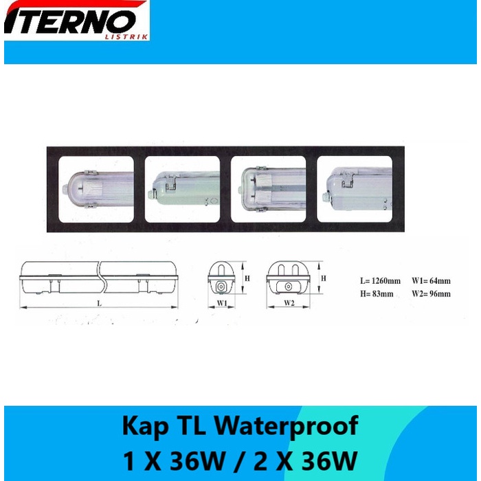 Jual Kap Lampu Waterproof 2X36 2X36W Tl Led 2X16W Ip65 | Shopee Indonesia