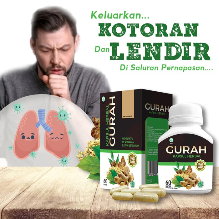 Jual KAPSUL OBAT TERAPI HERBAL GURAH ATASI LANCARKAN PERNAFASAN FLU ...