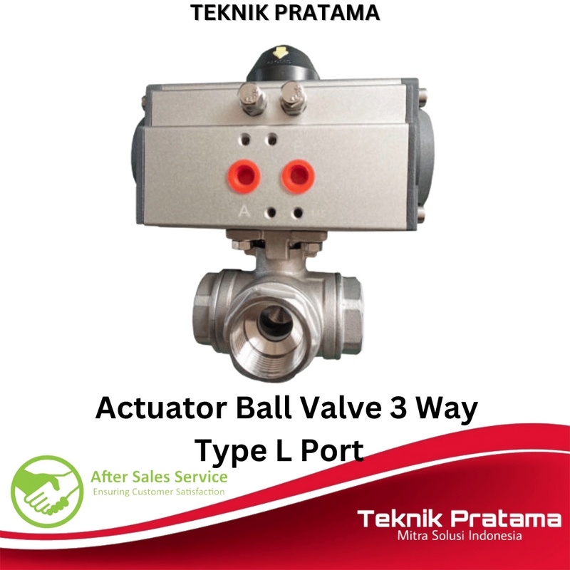Jual Actuator Ball Valve 3 Way Type L Port Double Acting Size 1 Inch ...