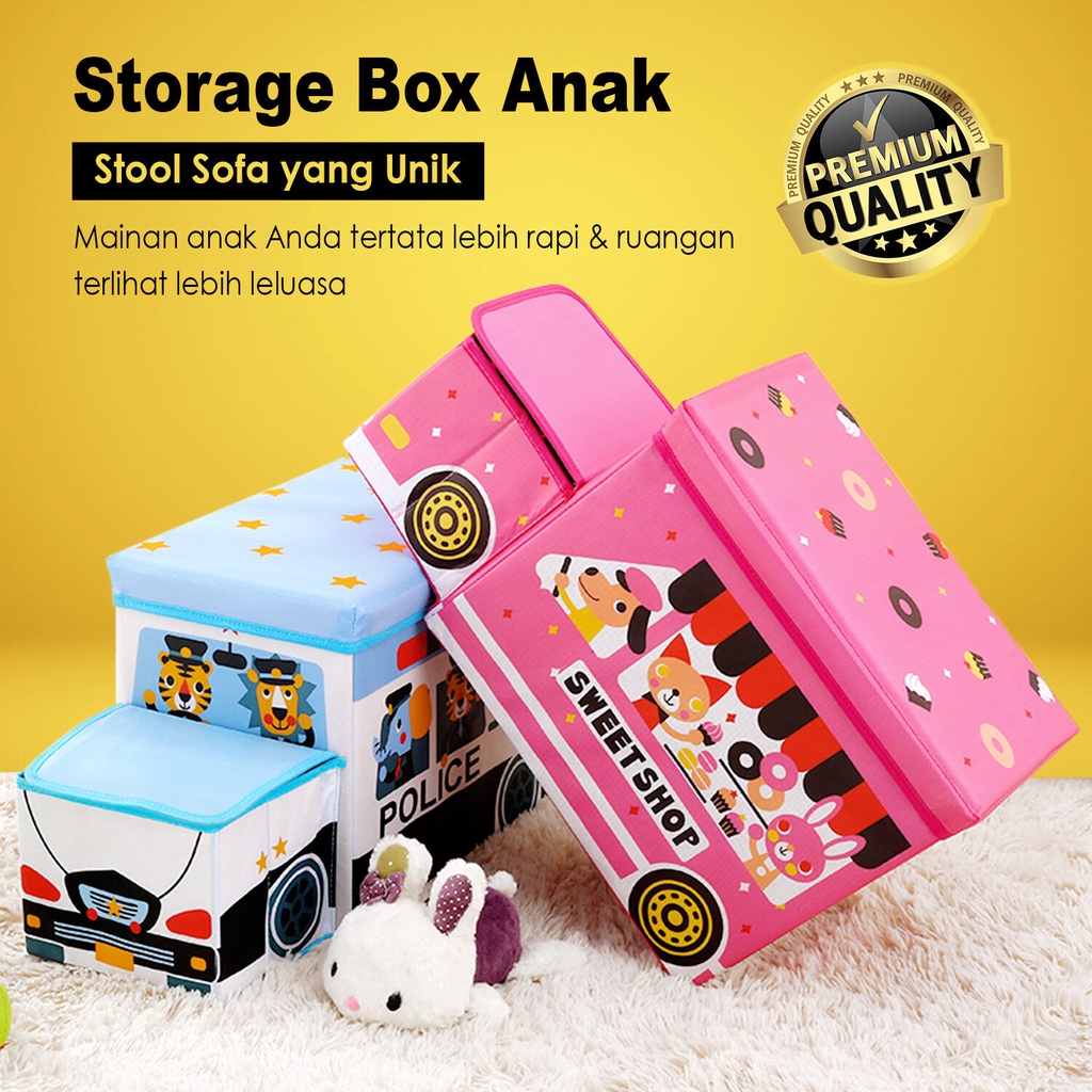 Jual Box Penyimpanan Mainan Kartun Kotak Bus Bangku Serbaguna Anak Toys ...