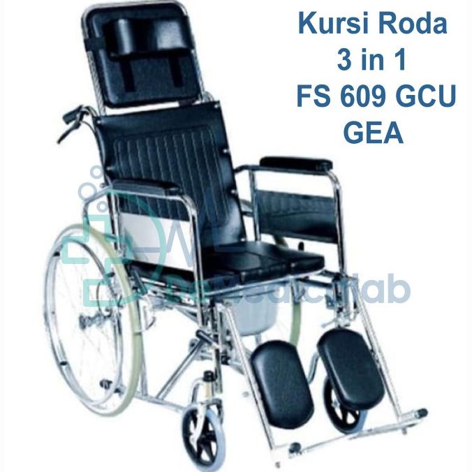 Jual Kursi Roda 3 in 1 Commode Wheelchair GEA FS 609 GCU Reclining ...