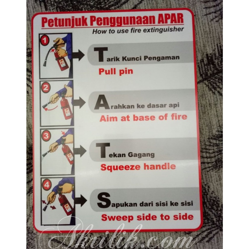 Jual [CODE BARANG 520WYO] Acrylic rambu petunjuk pemakaian apar 00N ...