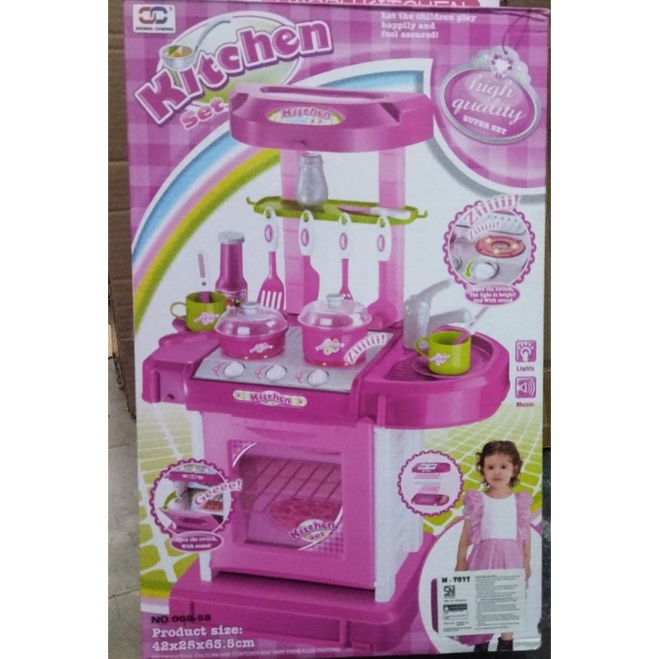 Jual Standing Kitchen Set Cooking Pink Mainan Kompor Oven Alat Dapur ...