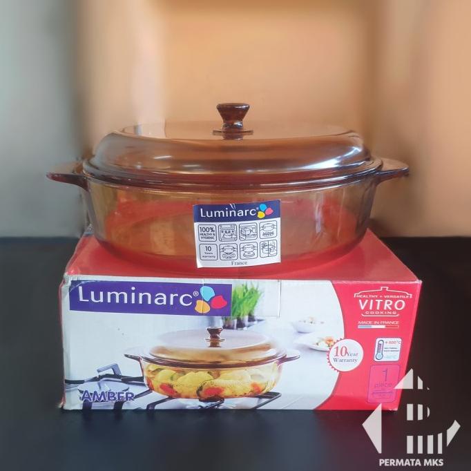 Jual ~~~~~] Panci Kaca Tutup Vitro Amber 2L Luminarc | Shopee Indonesia