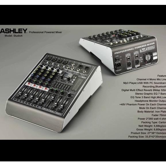 Jual POWER MIXER ASHLEY STUDIO 4 4CH USB-MP3-BLUETOOTH-REC STUDIO4 4 ...