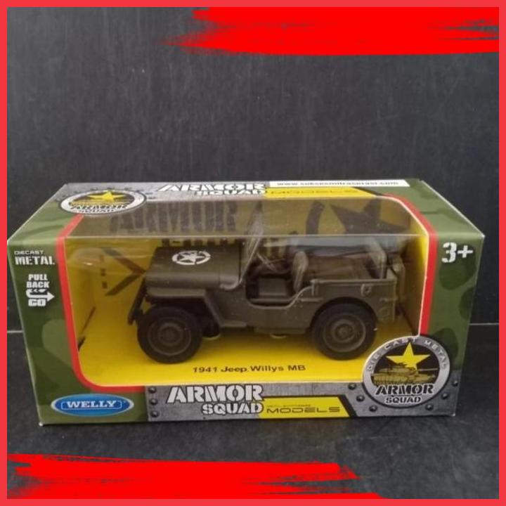 Jual (MOT) DIECAST WELLY 1941 JEEP WILLYS MB CONVERTIBLE ARMY SKALA 1: ...