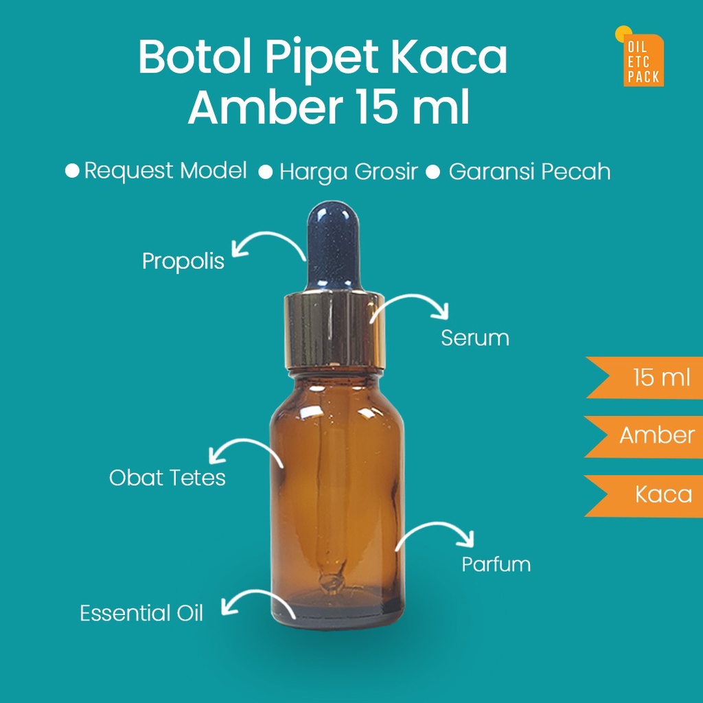 Jual Botol Pipet Dropper Kaca Mini AMBER 15ml Tebal / Wadah Kosong ...