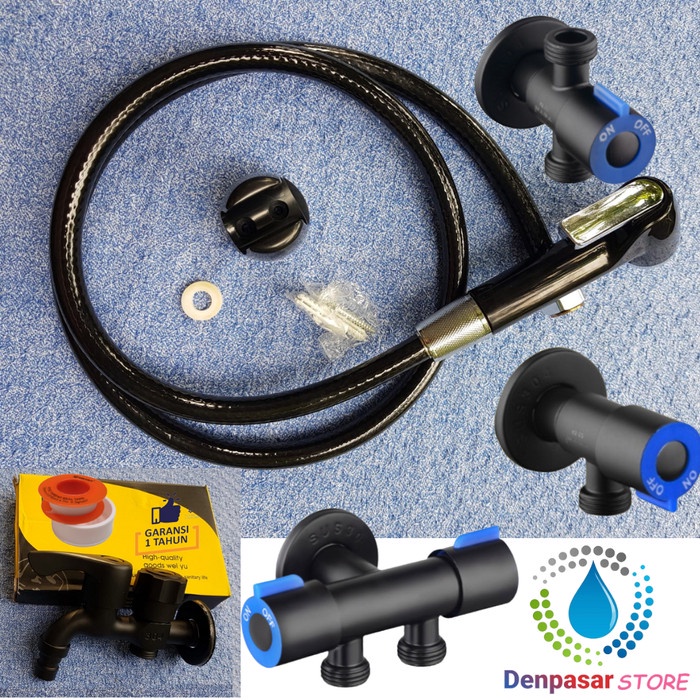 Jual Paket Jet shower toilet Plastik set kran cabang hitam - High ...