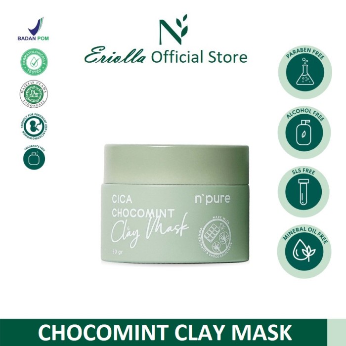 Jual NPURE Clay Mask Centella Asiatica Chocomint Masker Wajah Cica ...
