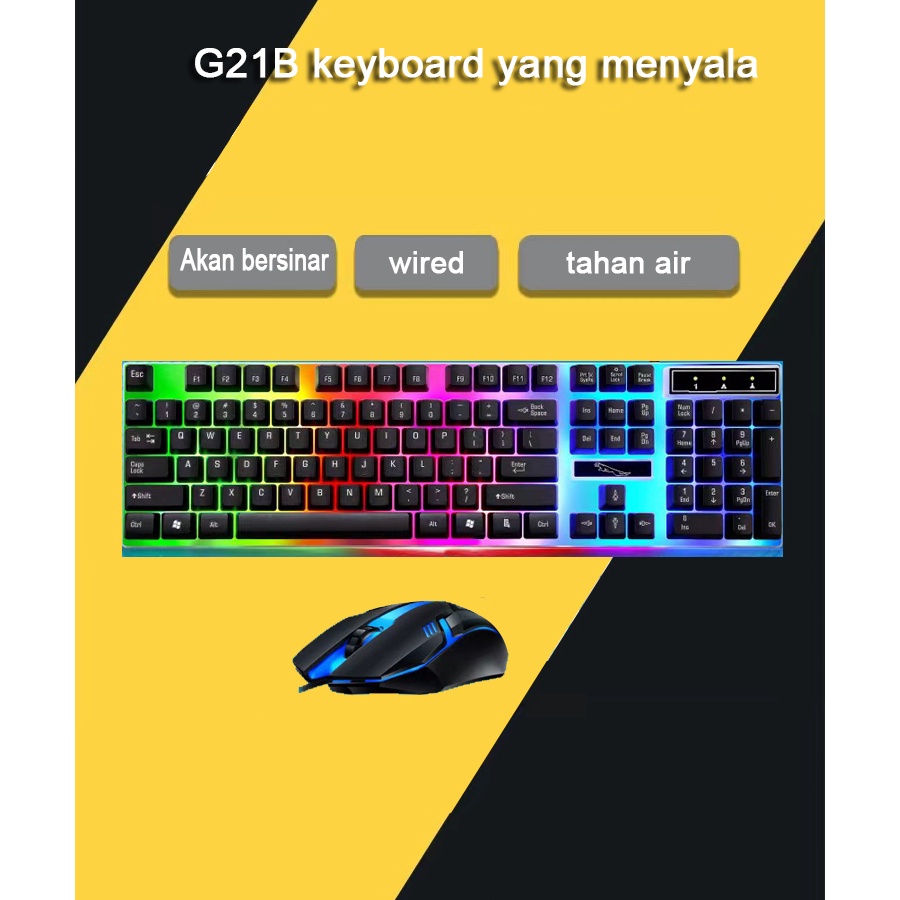 Jual LTI345 COD Keyboard mouse gaming LED RGB Set bundle paket keyboard dan mouse gaming lampu ...