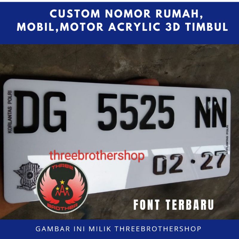 Jual Custom Plat Nomor Acrylic untuk Sepeda Motor model 3D timbul font ...