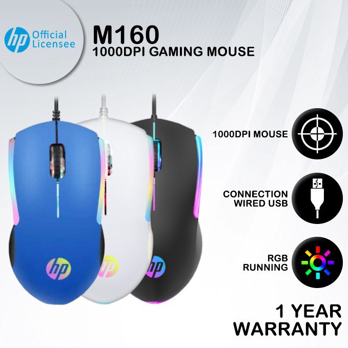 Jual Produk Premium.. HP M160 Mouse Gaming - 1000DPI RGB USB Wired HP M-160 07D | Shopee Indonesia