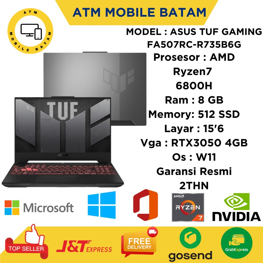 Jual ASUS TUF GAMING FA507RC RYZEN 7 6800H 8/512GB W11 15,6" RTX3050 ...