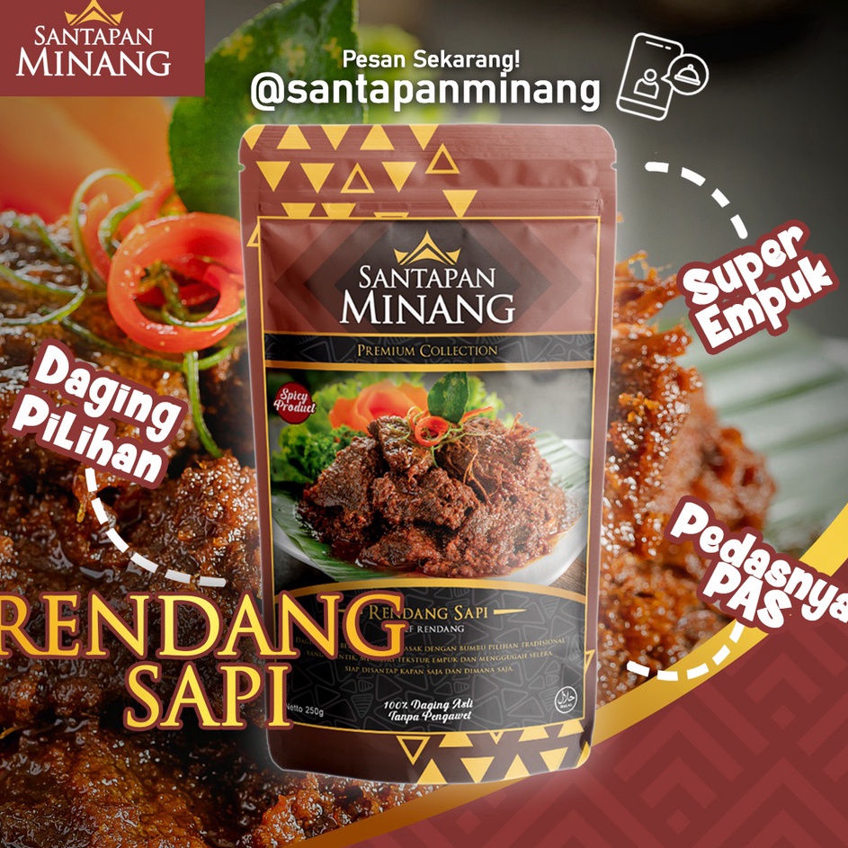 Jual Baru Rendang Daging Sapi Asli Khas Padang 300 gr Halal - Santapan Minang Ready Stock ...