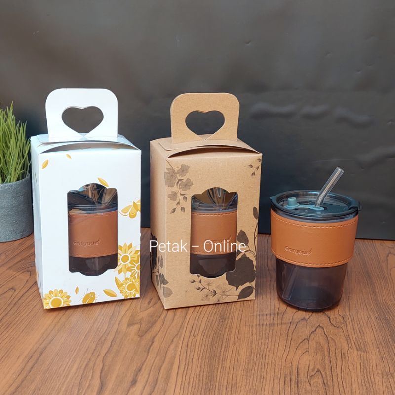 Jual Gelas Kaca Aesthetic Sedotan Kemasan Box Tenteng | Shopee Indonesia