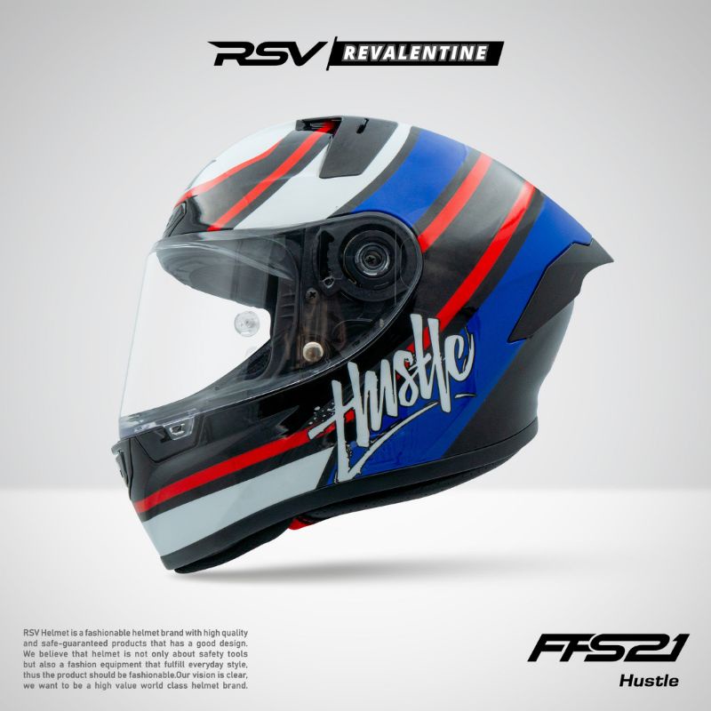 Jual RSV FFS21 HUSTLE BLUE GLOSSY ORIGINAL | HELM MOTOR FULL FACE FFS ...