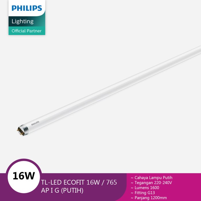 Jual Philips LEDtube 1200mm 16W 765 T8 AP I G - Putih | Shopee Indonesia