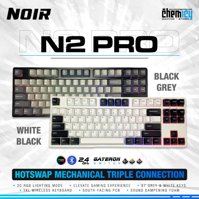 Jual Ready Noir N2 Pro RGB TKL Hotswap Wireless Mechanical Gaming ...