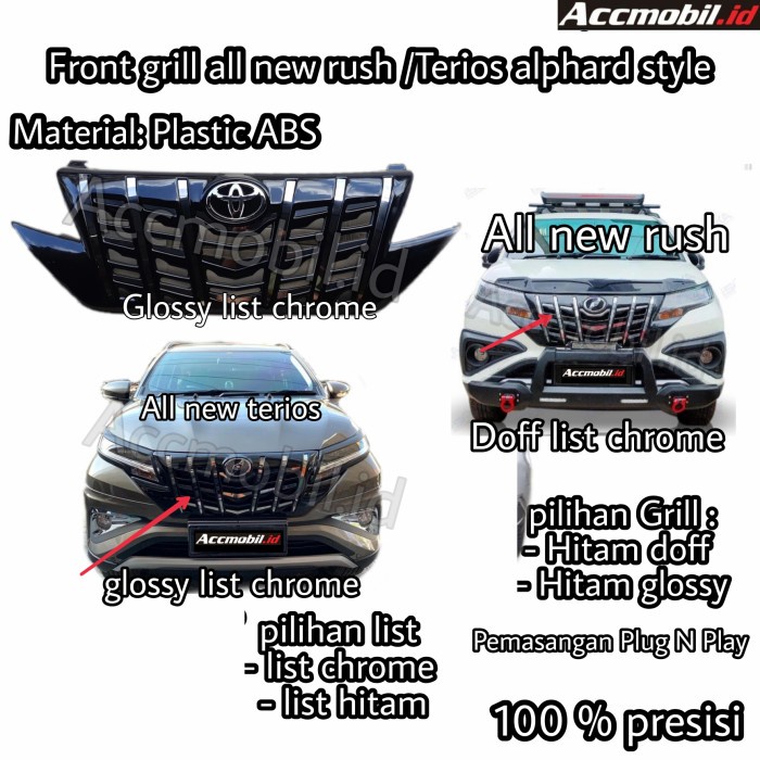 Jual Front Grill All New Rush Terios Alphard Style Plastic Abs Terbaik ...