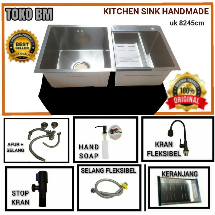 Jual Paket Lengkap Kitchen Sink Inobe 8245 Hitam Doff/Bak Cuci Piring ...