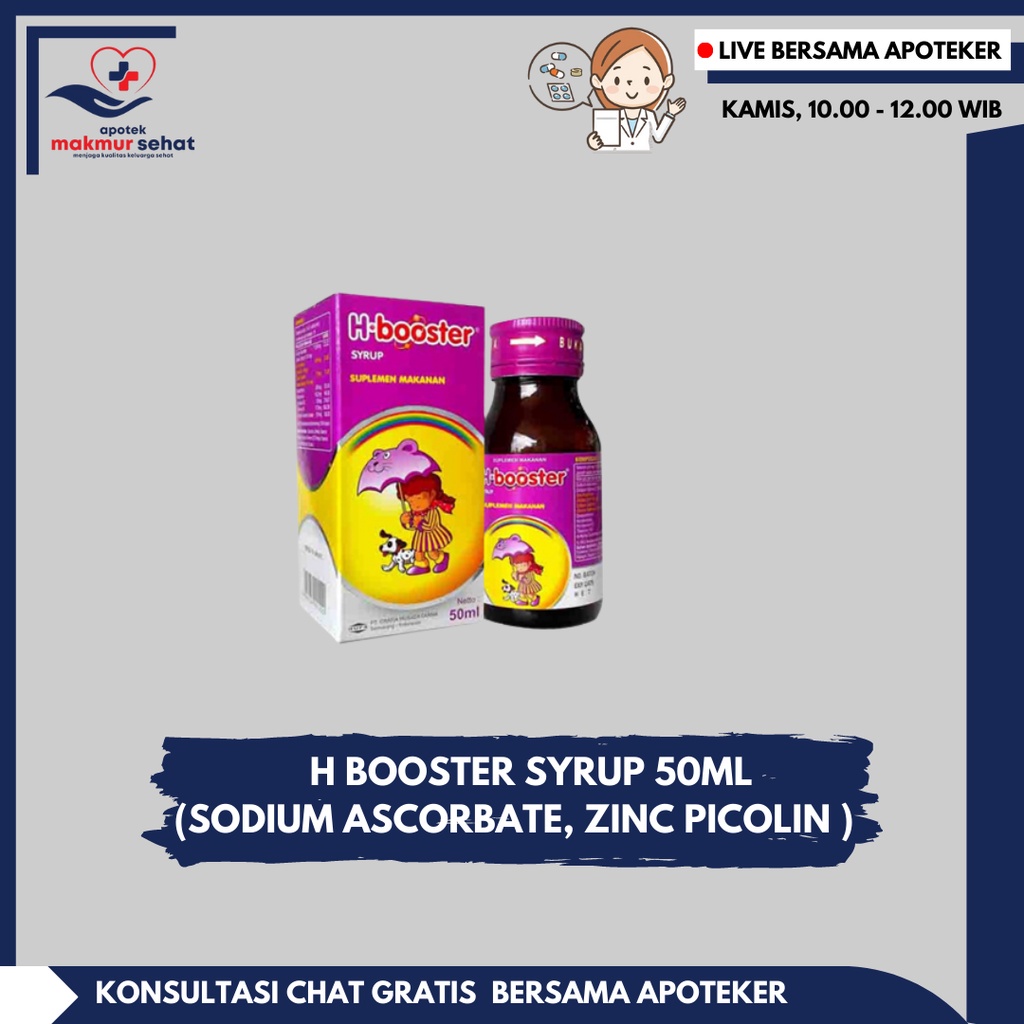 Jual H BOOSTER SYRUP 50ML (SODIUM ASCORBATE, ZINC PICOLIN ) | Shopee ...