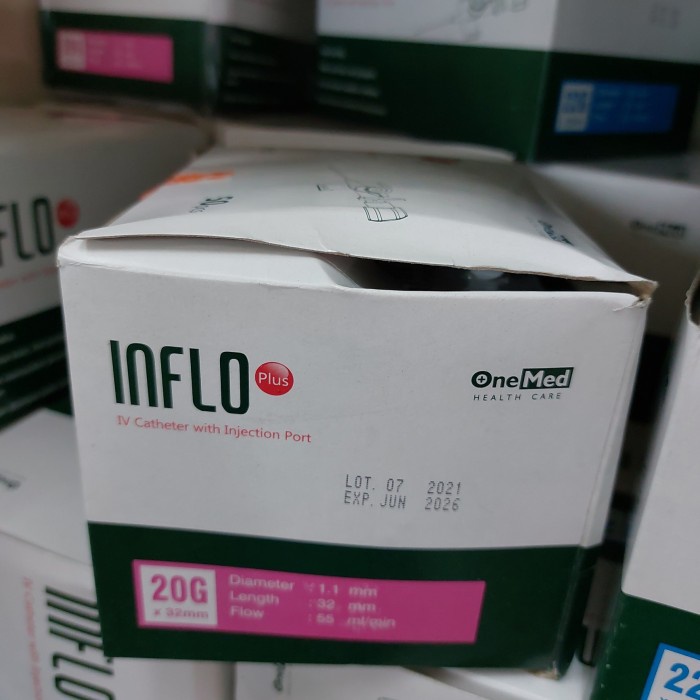 Jual inflo plus iv catheter aboket pakai sayap 22g 24g onemed isi 50pcs ...
