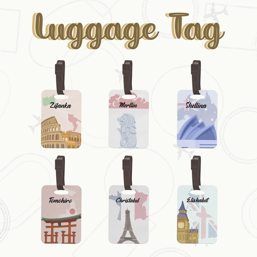Jual Owhale Custom Luggage Tag Bag Tag Tas Koper Motif Negara Aksesoris ...