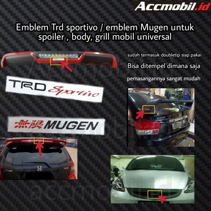 Jual Emblem Mugen Emblem Trd Sportivo Spoiler Body Grill Mobil ...