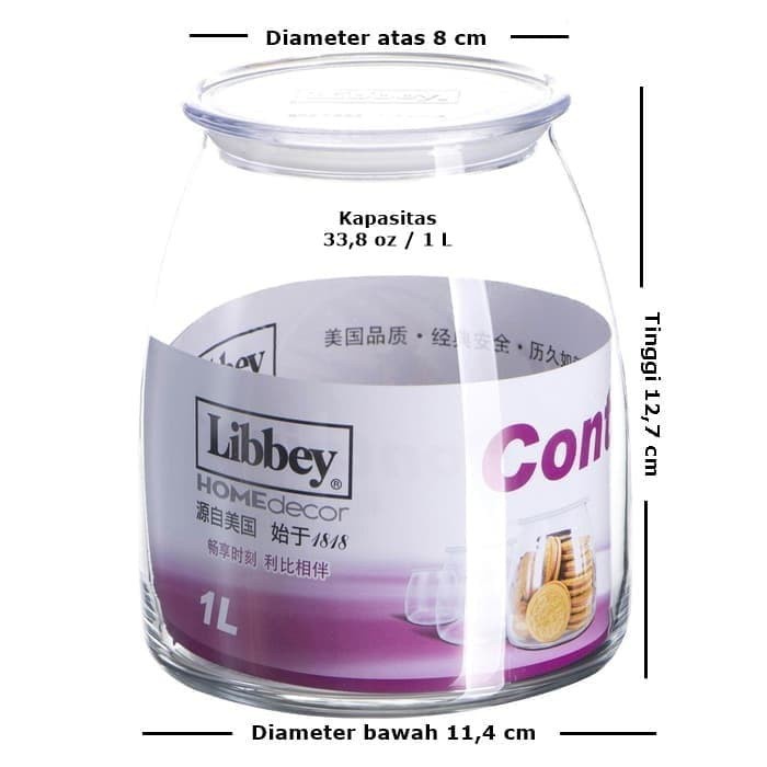 Jual Libbey Storage Jar 1Liter / 1000Ml- Toples Kaca / Toples Libbey ...